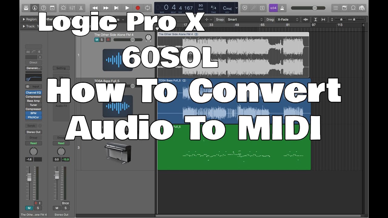 Logic Pro X - 60SOL: How To Convert Audio To MIDI