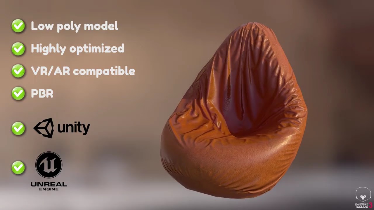 GM_00104_Chair: Bean Bag Chair Low Poly model.