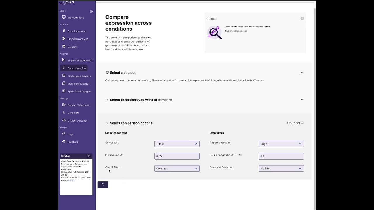 gEAR v2 - Comparison tool