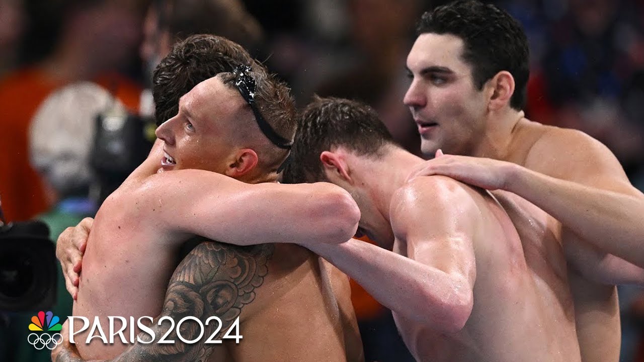 Team USA flourishes for FIRST GOLD MEDAL of 2024 Paris Olympics in 4x100m free relay | NBC Sports