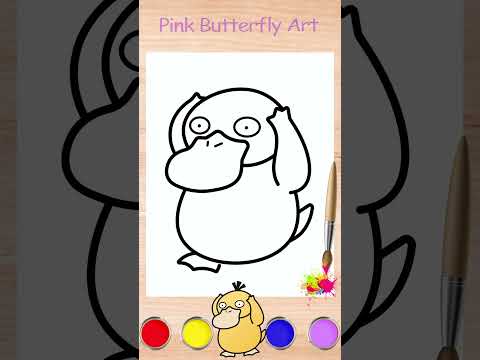 Psyduck Drawing, Painting and Coloring for Kids & Toddlers #shorts #easydrawing #pinky #pokemon