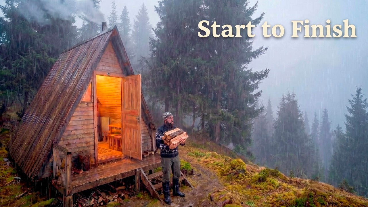 From Ruins to Cozy Mountain Cabin | Start to Finish ASMR