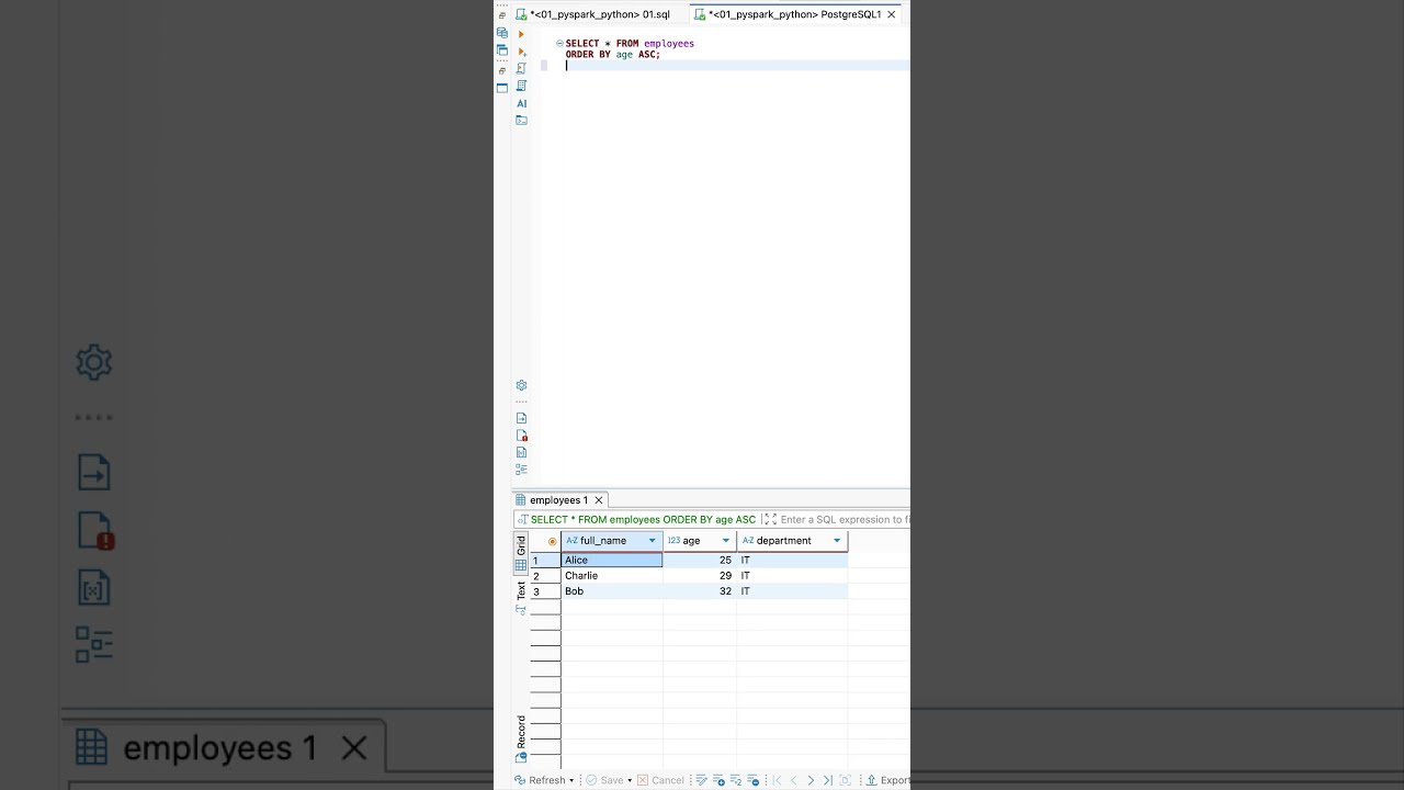 Sorting #sort  #sql #postgresql #learning #coding #tutorial #table #query #sqltutorial #rename #code