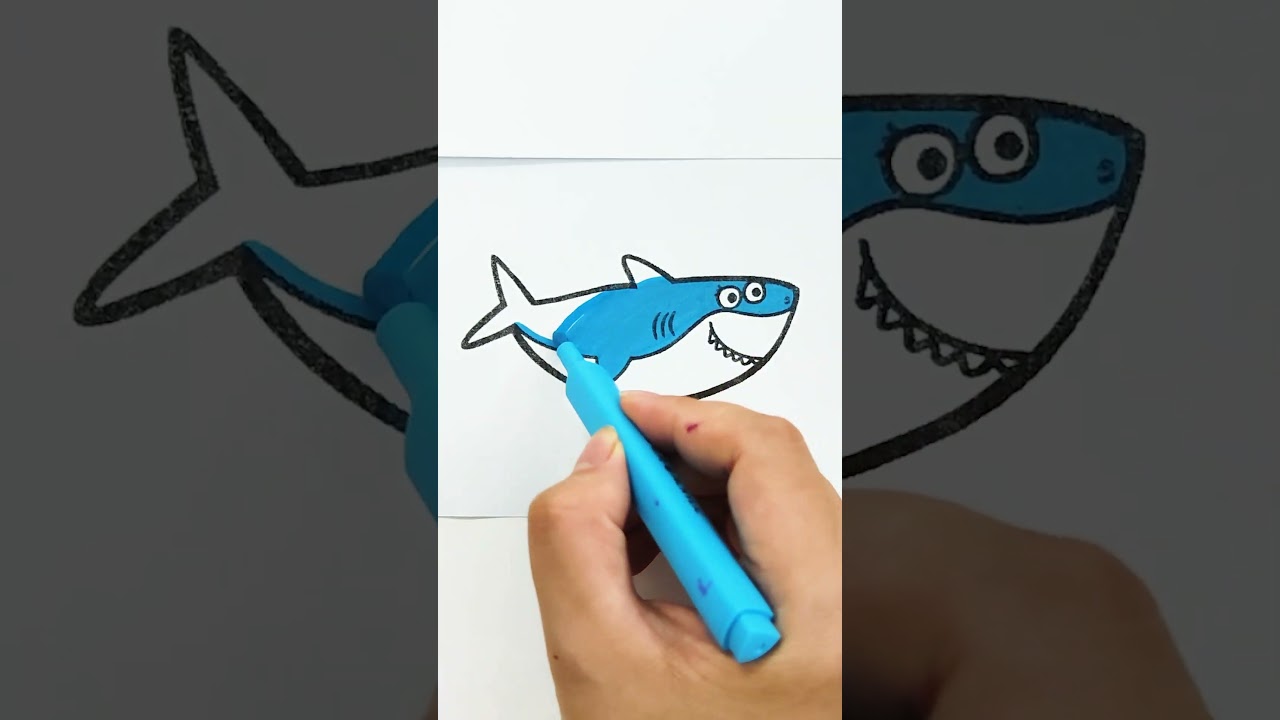 Baby shark coloring page for kids, toddlers, children, learn to paint #coloring #painting #short
