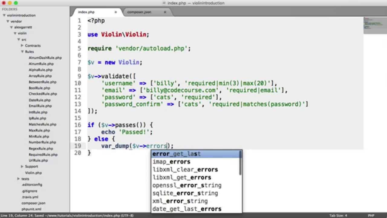Easy PHP Validation with Violin: Basic Usage (2/6)