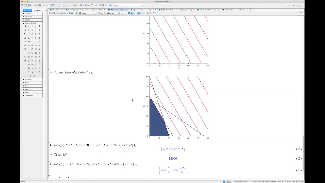 Math 348 - Lecture 6 - Maple optimization and problem 3.2-4