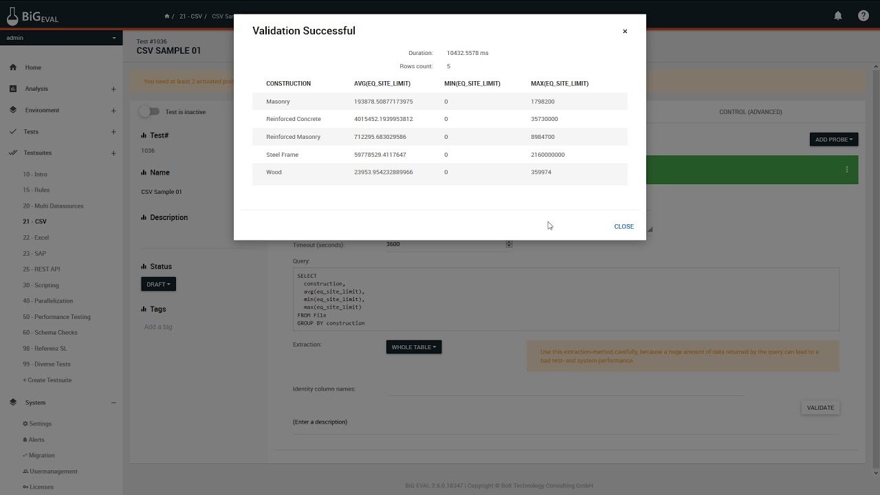 Using Flatfiles in BiG EVAL Testcases