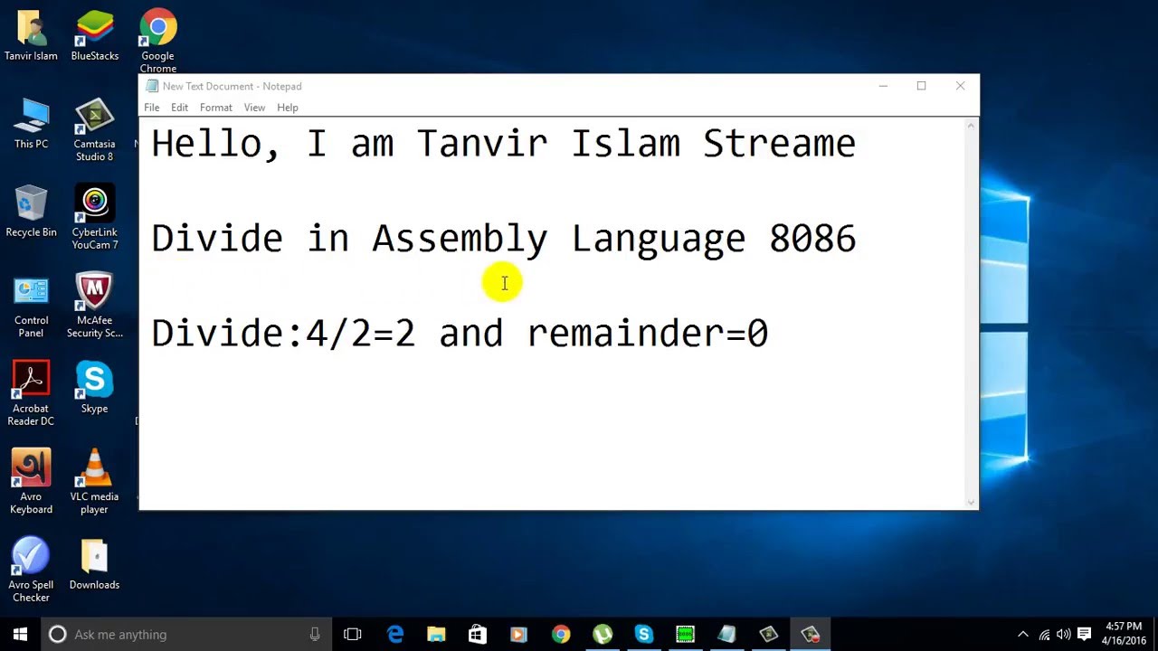 Divide in Assembly Language 8086