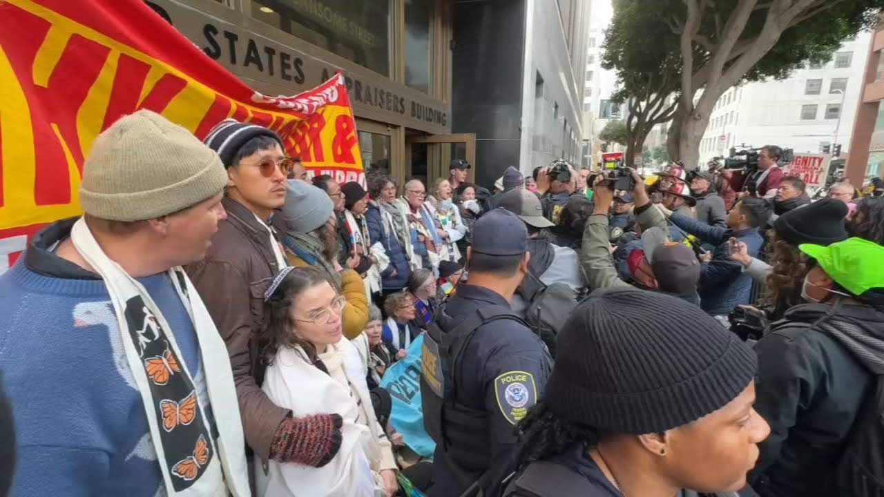 Dozens of protesters arrested after chaining themselves in front of San Francisco ICE building