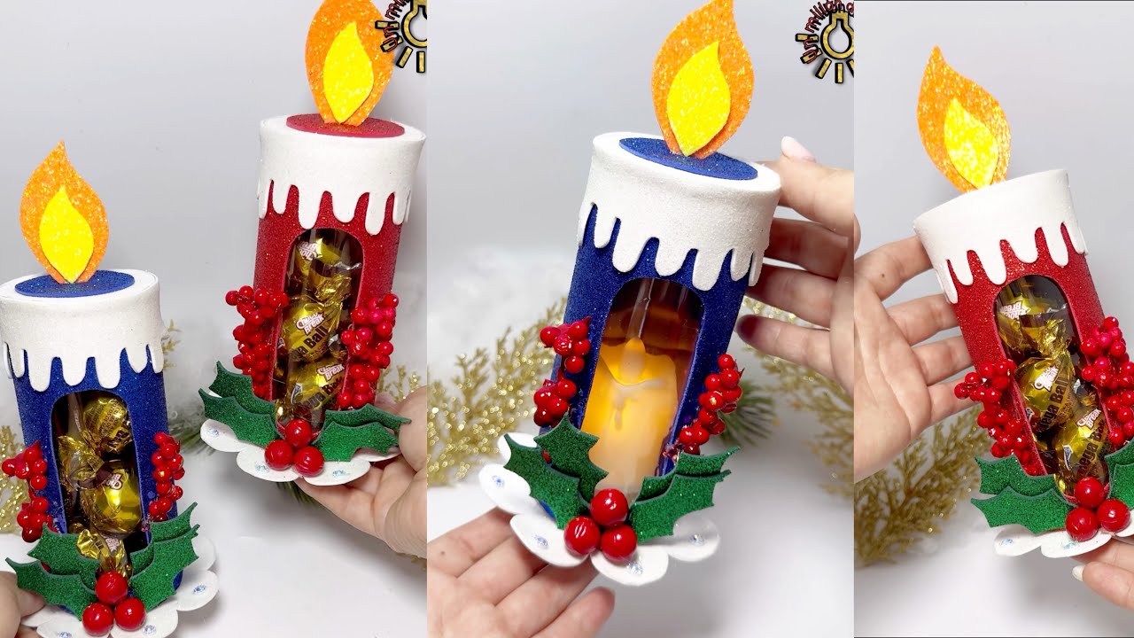 🎄🔥🎄DULCEROS O ADORNOS navideños en forma de velas con materiales reciclados 🎁