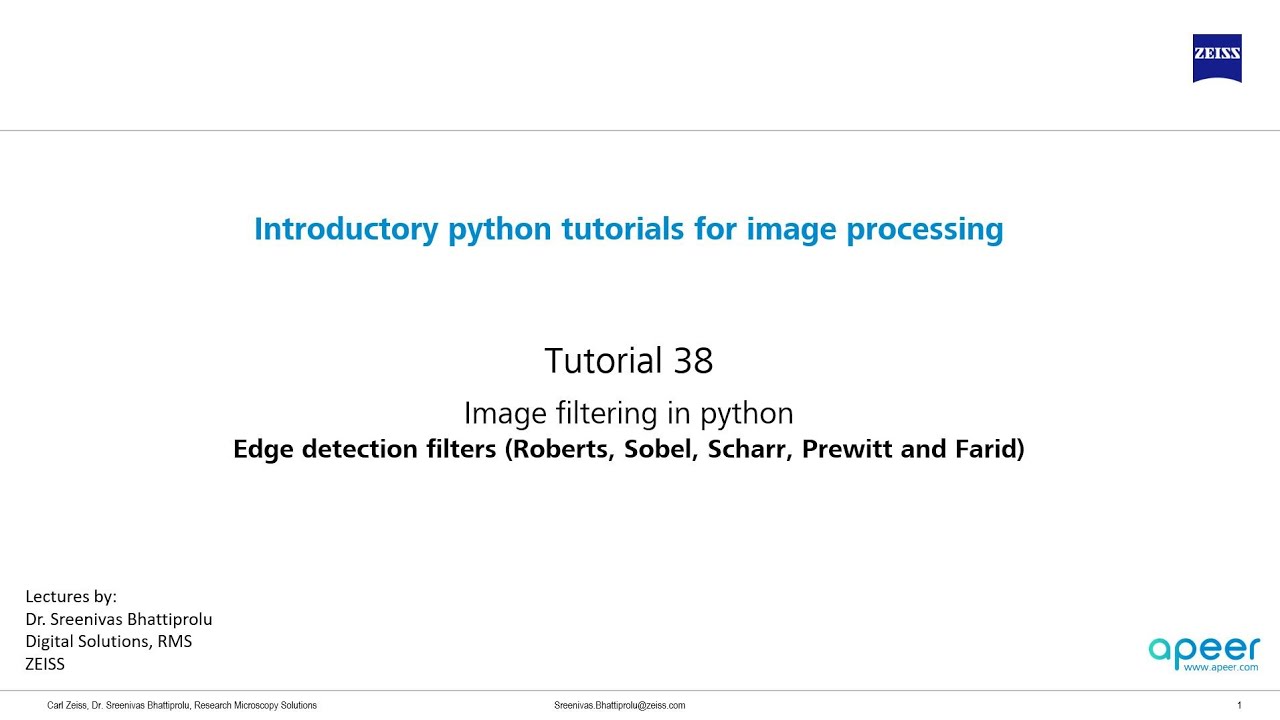 Tutorial 38 - Image filtering in python - Edge detection