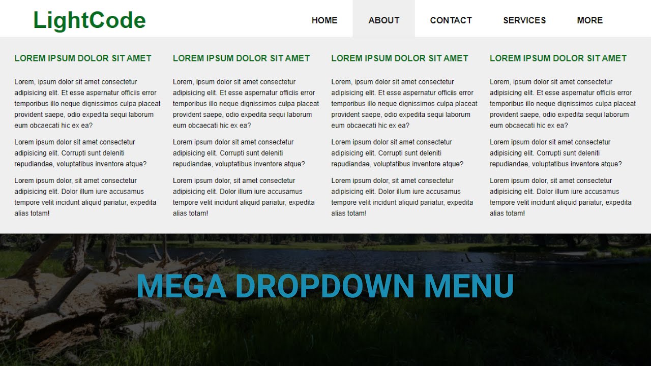 Mega Dropdown Menu using only HTML & CSS