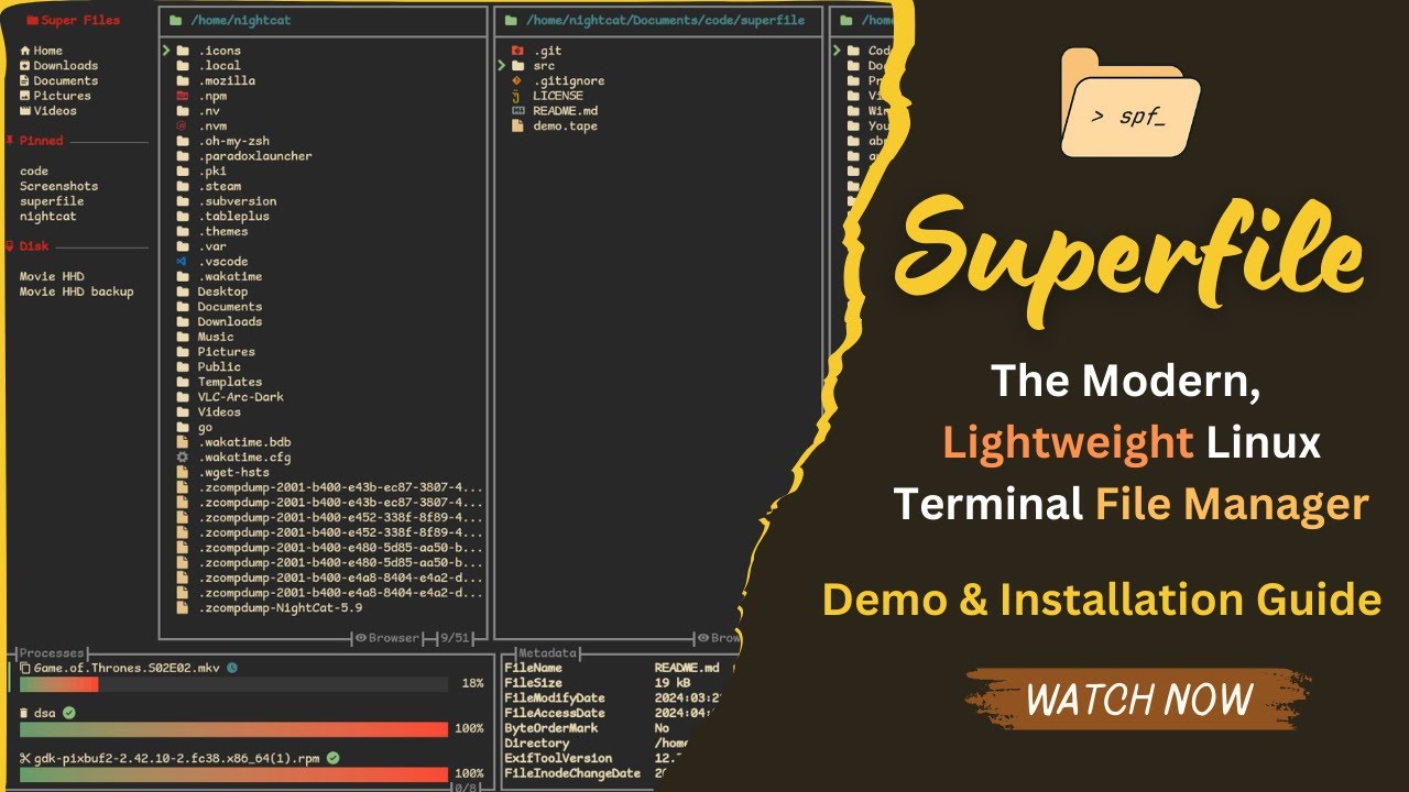Superfile: The Modern, Lightweight Linux Terminal File Manager | Demo & Installation Guide