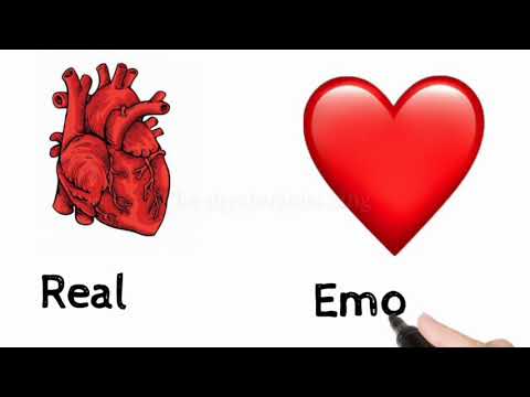 Real heart image and heart emoji