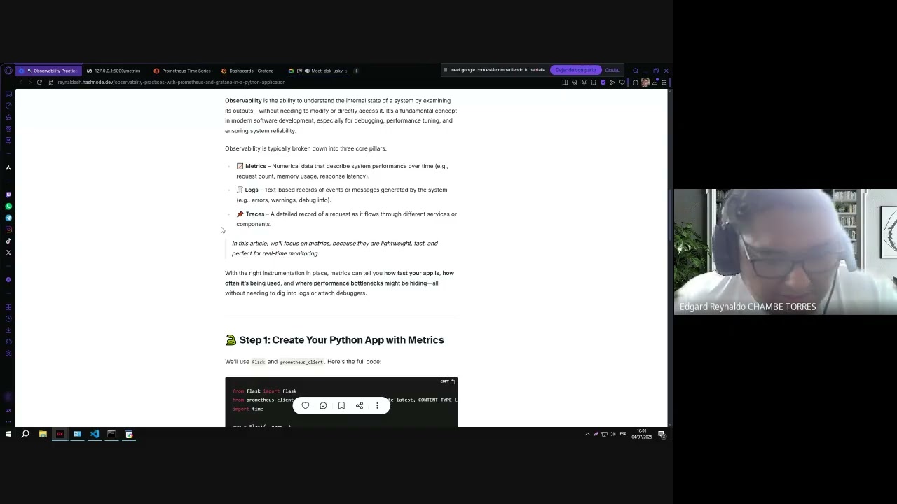 Observability Practices with Prometheus and Grafana in a Python Application