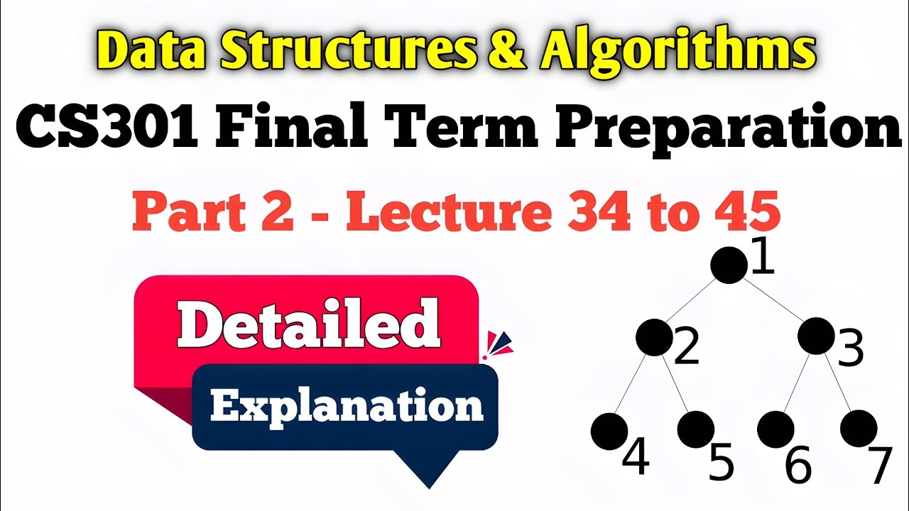 CS301,CS301P Lecture 34 to 45 CS301 Final Term Preparation Part 2  Data Structures & Algorithms #dsa