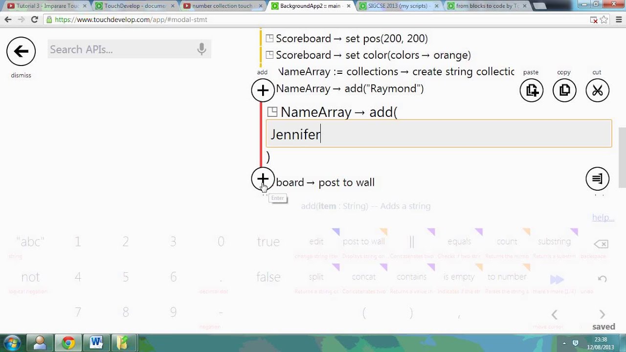 Lesson 7 - Touch Develop - String / Array Collection