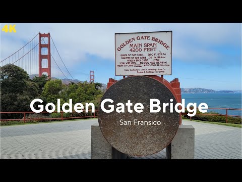 4K Walking - Golden Gate Bridge observation deck, Welcome center, Viewpoint, Golden gate beach