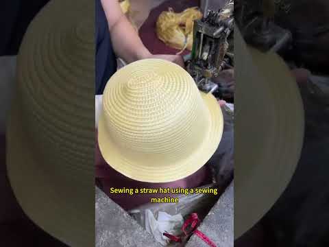 Sewing a straw hat using a sewing machine