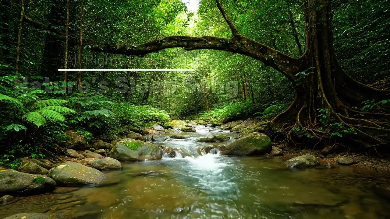 ASMR Serene Forest River | Distant Waterfall | Sleep Meditate Relax | Real Shoot 1 Hour (4K)
