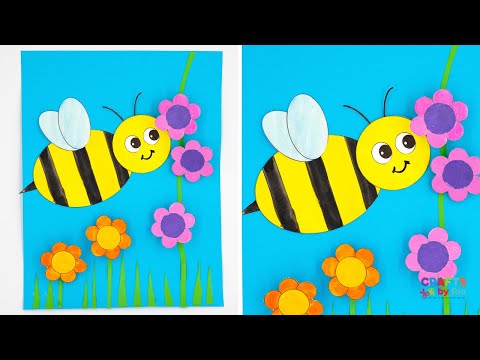 Paper Bee craft for kids- Beautiful spring craft with printable template