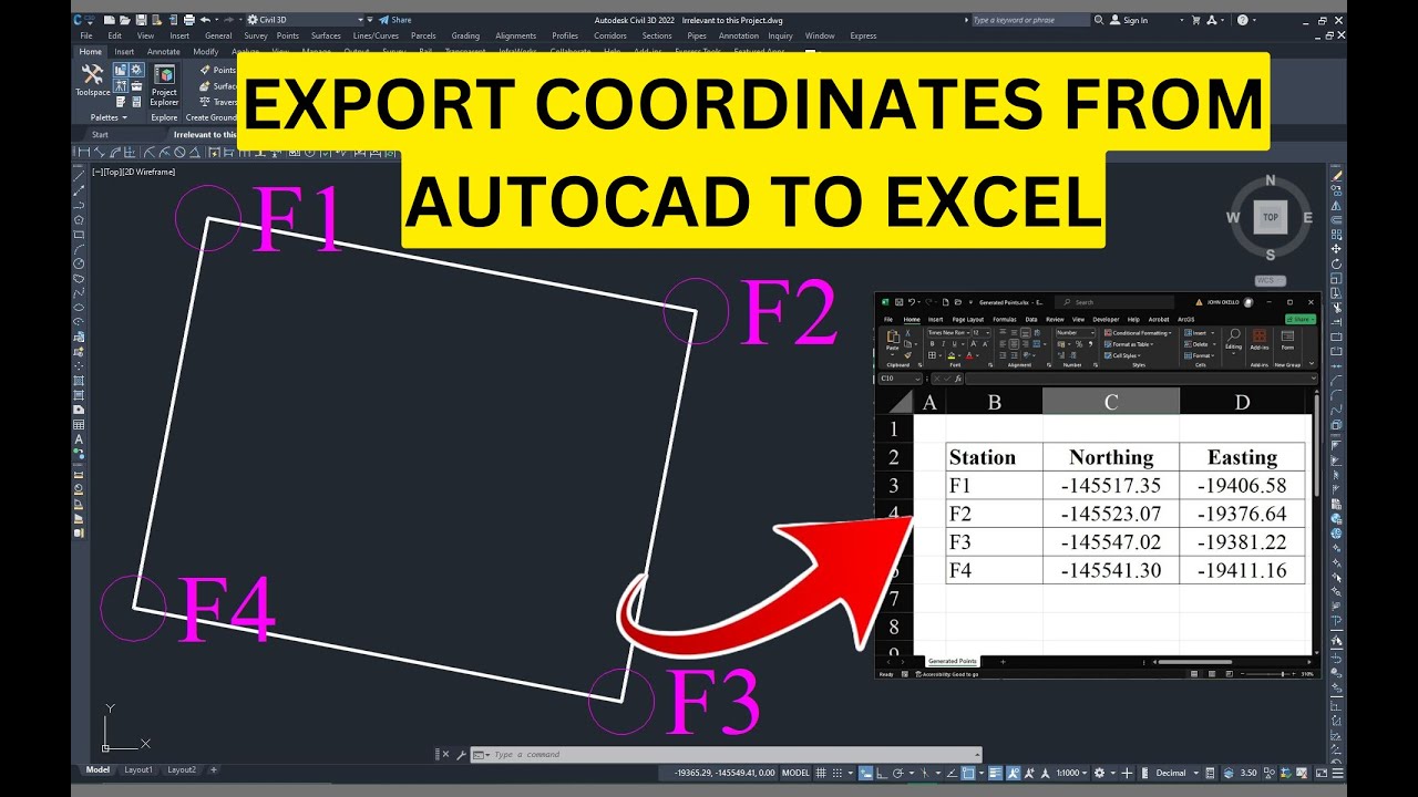 Export Coordinates from AutoCAD Civil 3D to Excel Easily | Step-by-Step Guide