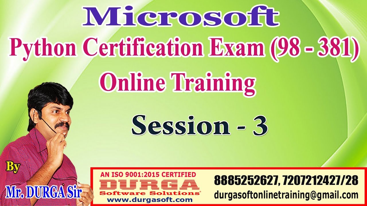 Microsoft Python Certification (98-381) Online Training || Session - 3 || by DURGA Sir