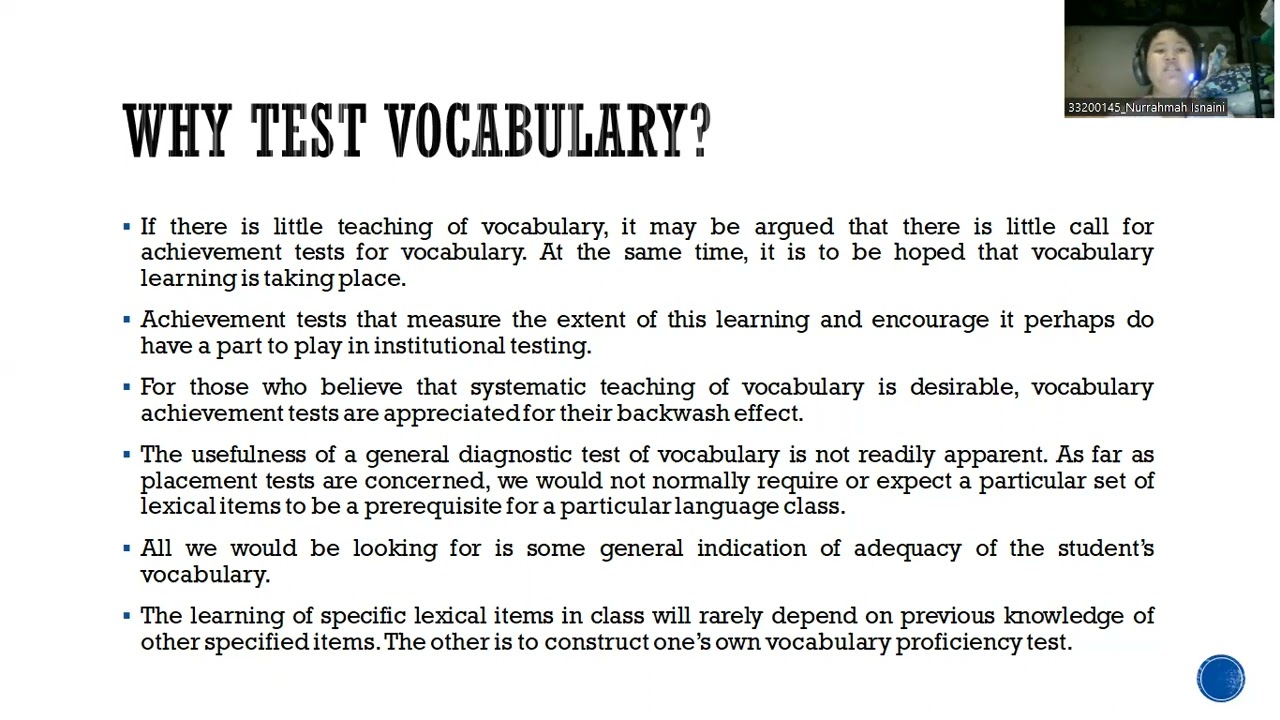 Testing Grammar and Vocabulary In Language Assessment