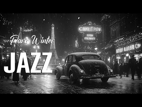 Vintage Paris Winter Jazz โ๏ธ๐ถ | Walking Near Eiffel Tower in the Snow with Smooth 1950s Jazz Vibes
