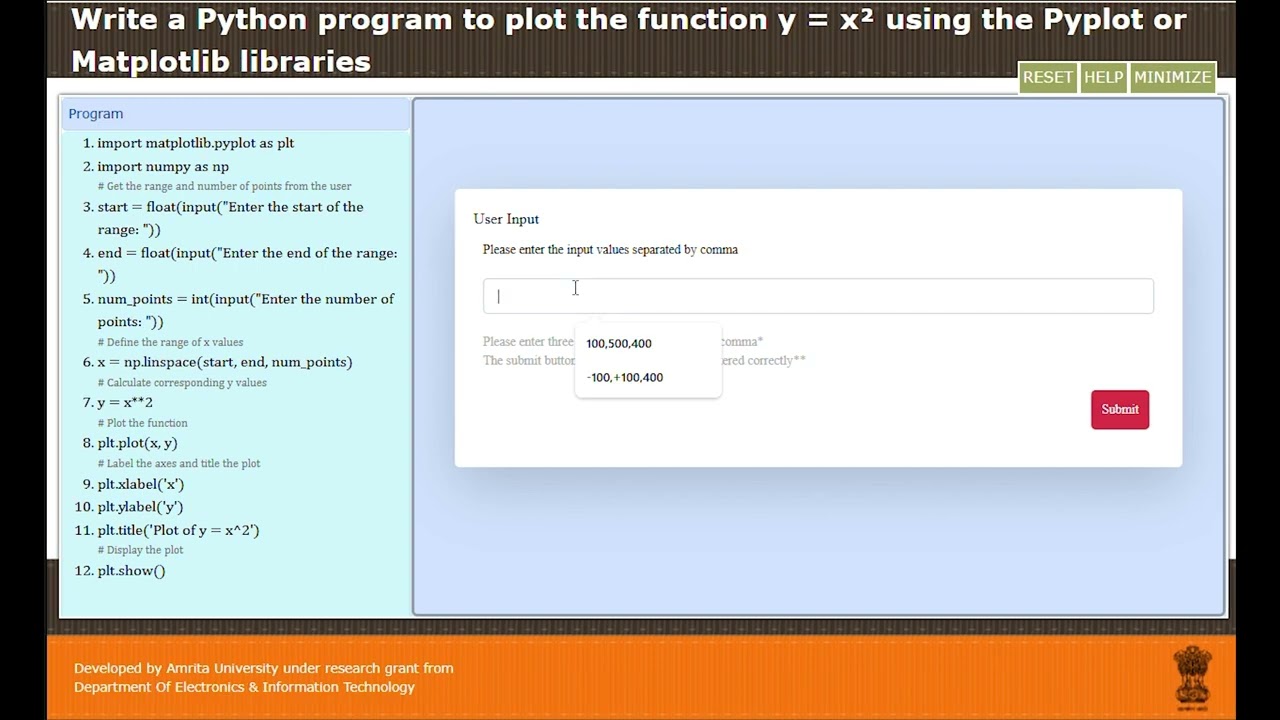 Write a program to plot the function y = x² using the pyplot or matplotlib libraries