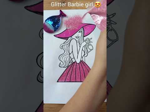 Glitter Barbie girl π #draw #coloring #art
