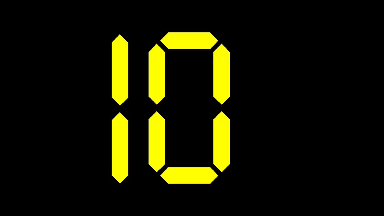 Free 10 seconds Countdown Timer - Yellow Digital Clock