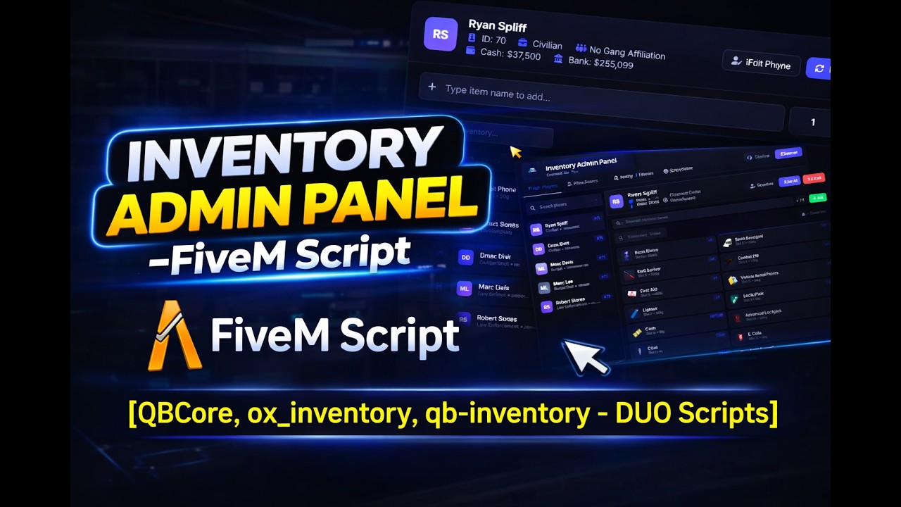 Inventory Admin Panel - FiveM Script [QBCore, ox_inventory, qb-inventory - DUO Scripts]