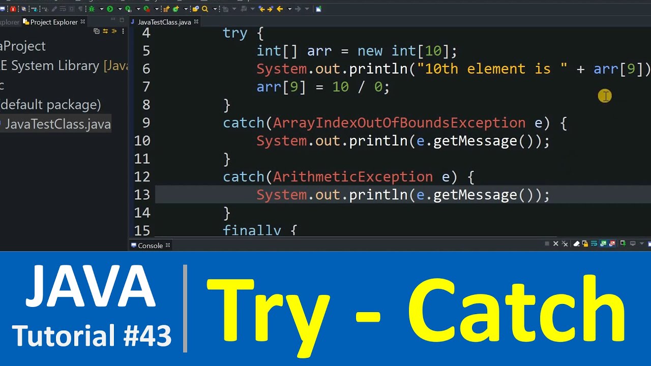 Java Tutorial #43 - Java try catch finally blocks for Exception Handling (Examples)