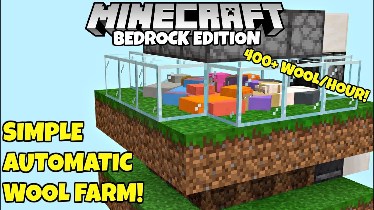 Minecraft Bedrock: Simple Automatic WOOL FARM Tutorial! MCPE Xbox PS4 PC