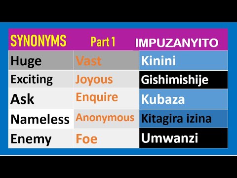 L14: IGA VUBA ICYONGEREZA WIFASHISHIJE IMPUZANYITO II ENGLISH SYNONYMS IN KINYARWANDA