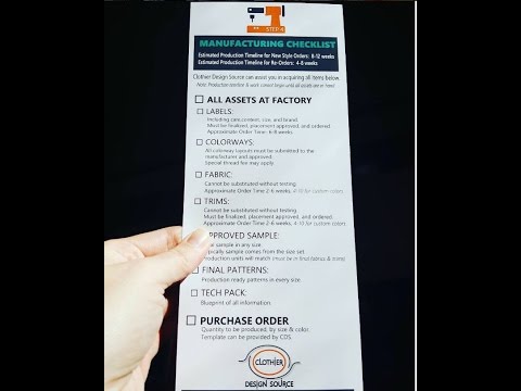 Checklist for Apparel Manufacturing- 20 minutes- Clothier Design Source