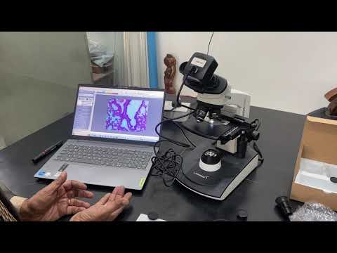 How to use digital camera with vision 2000 Binocular microscope installing software demo by Abron E