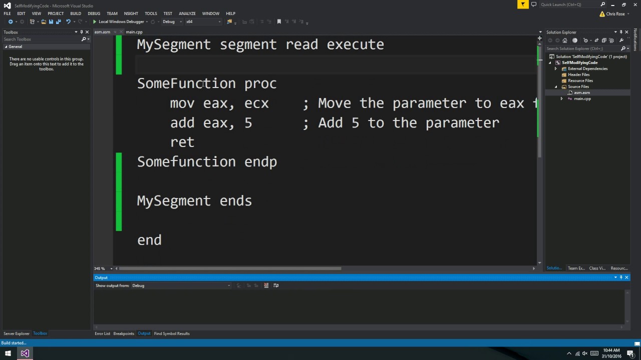 x64 Assembly Self Modifying Code