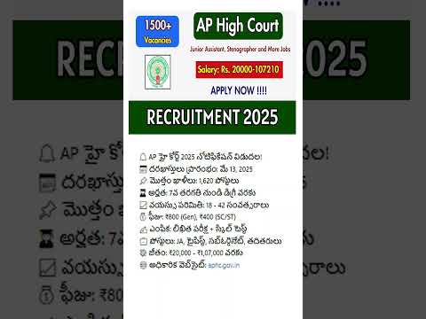 Ap High Court 2025 Notification Out | 1620 Vacancies | Eligibility, Exam Date, Age Limit & More