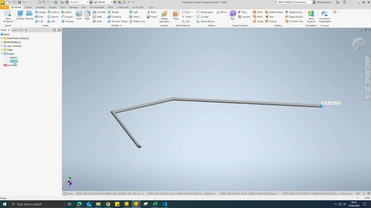 Create 3D model using python , Autodesk inventor API - SWEEP profile