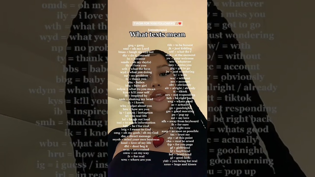 What text means in chat ✨#aesthetic #tysm #tips #text #message #chat
