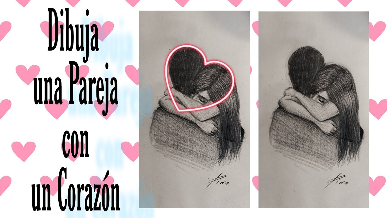 Dibujemos dos personas abrazándose, sólo con un Corazón de boceto ❤ (NARRADO Paso a Paso)