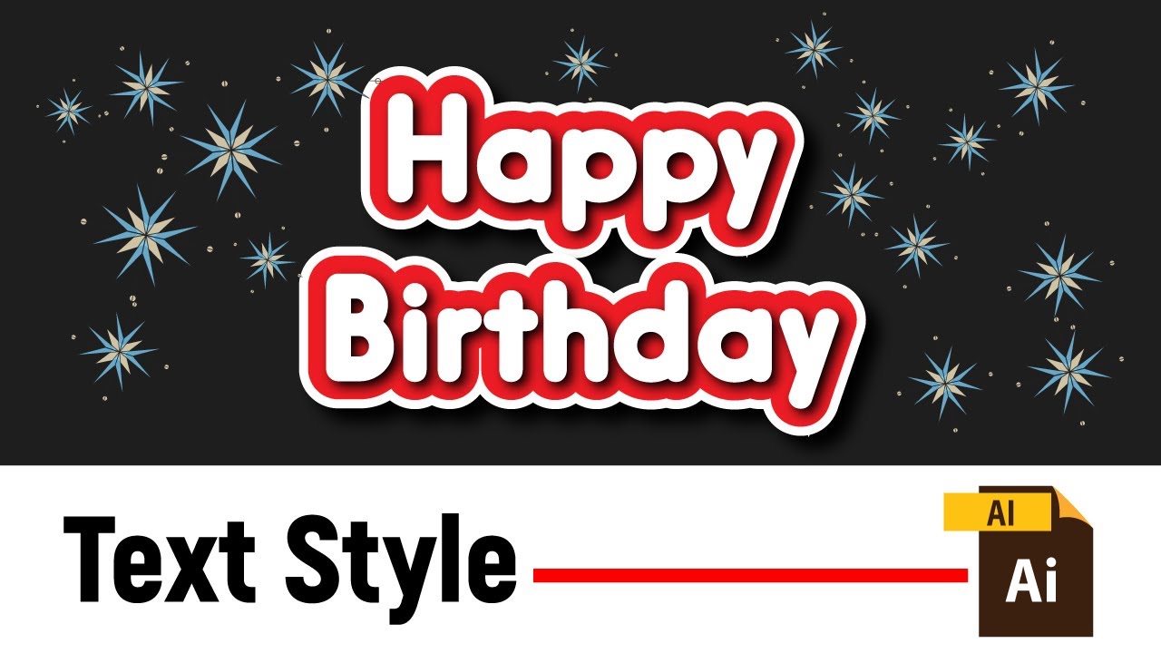 stroke effect in illustrator - happy birthday text