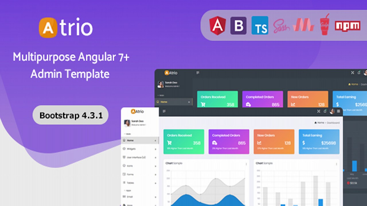 Atrio - Angular 7 Multipurpose Admin Dashboard Template | Themeforest Website Templates and Themes
