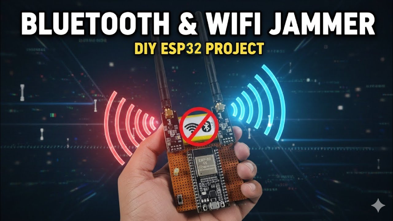 How to make a Bluetooth and WiFi signal jammer using ESP32 | complete setup + live demo | ⚠️⚠️