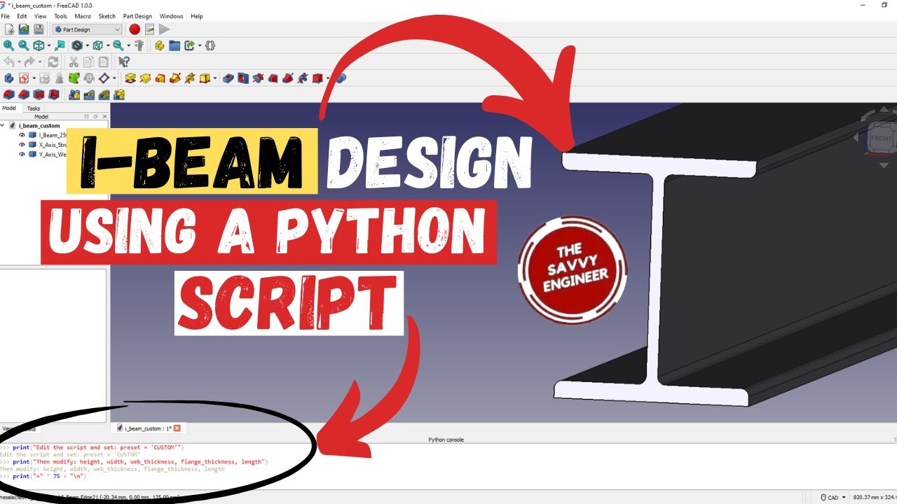 FreeCAD | Editable I-Beam Profile using a Python Script