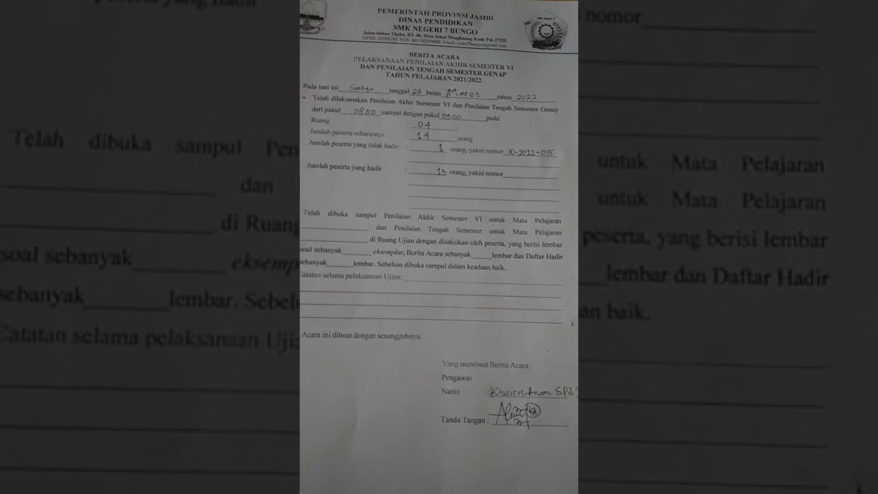 Berita Acara/ Sabtu,260322