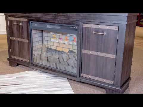 Noorbrook Black 72" TV Stand With Electric Fireplace from Signature Design by Ashley