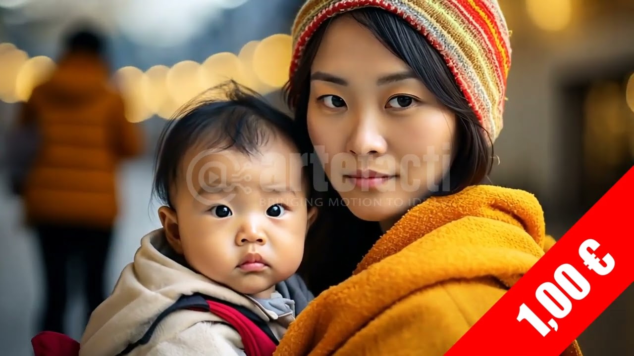 Stylish Asian Mother and Child Urban HD Stock Footage
